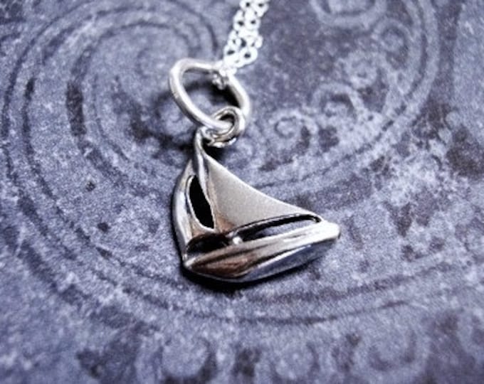 Silver Sailboat Necklace - Sterling Silver Sailboat Charm on a Delicate ...