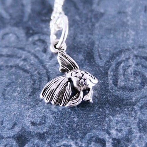 Tiny Betta Fish Necklace Sterling Silver Betta Fish Charm on - Etsy