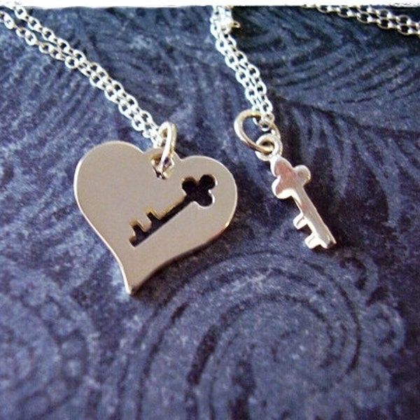 Heart and Key Charm - Etsy