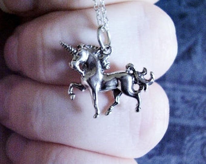 Silver Unicorn Necklace - Sterling Silver Unicorn Charm on a Delicate ...