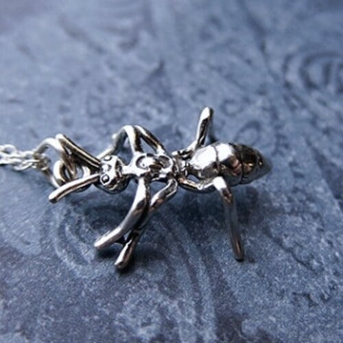 Silver Ant Necklace Sterling Silver Ant Charm on a Delicate | Etsy