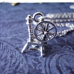 Silver Spinning Wheel Necklace - Silver Pewter Spinning Wheel Charm on ...