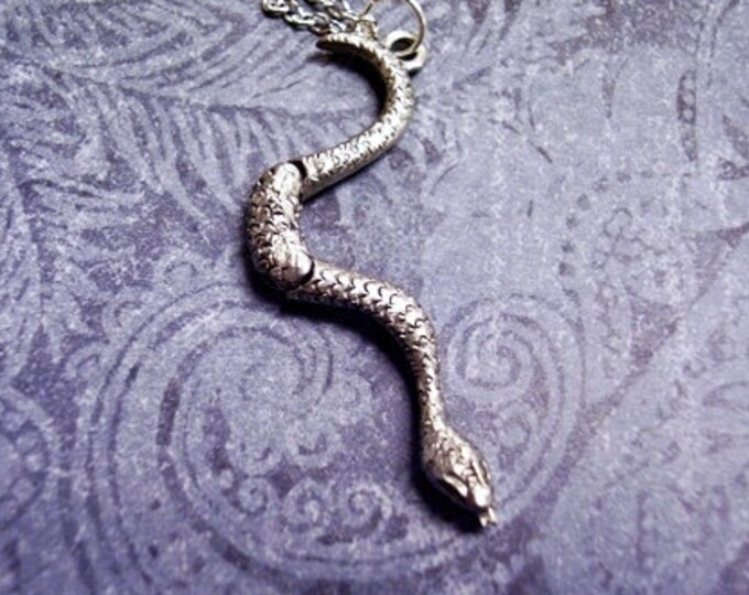 Silver Movable Snake Necklace Antique Pewter Snake Charm on a Delicate ...