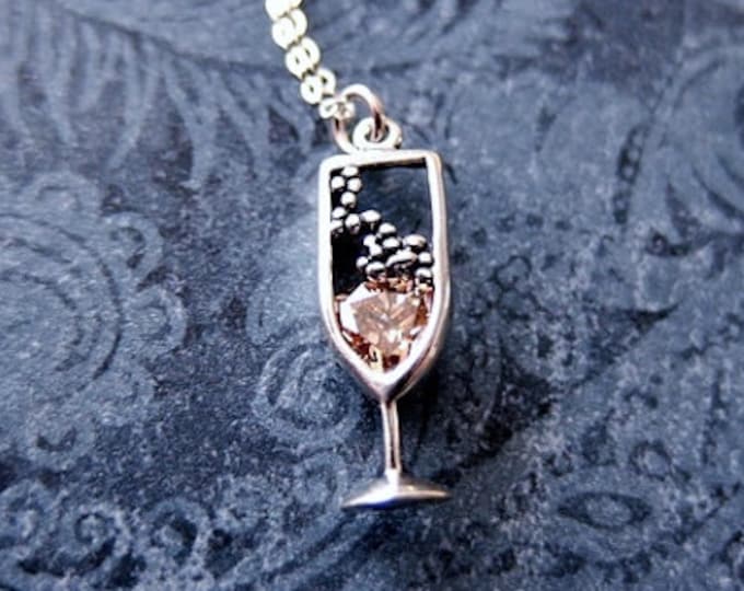 Champagne Necklace Sterling Silver Champagne Charm on a - Etsy