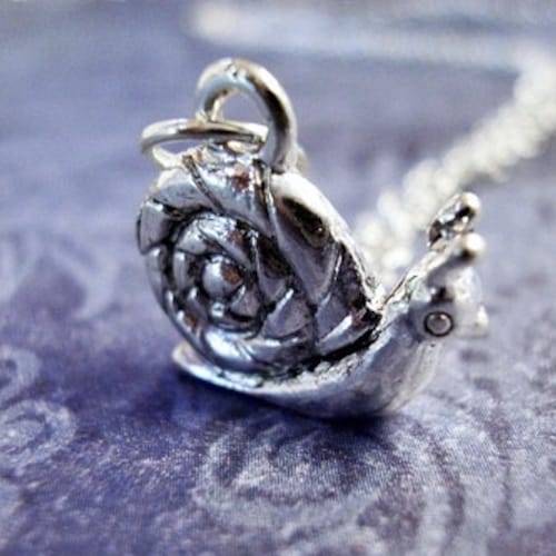 Silver Snail Necklace Silver Pewter Snail Charm on a | Etsy
