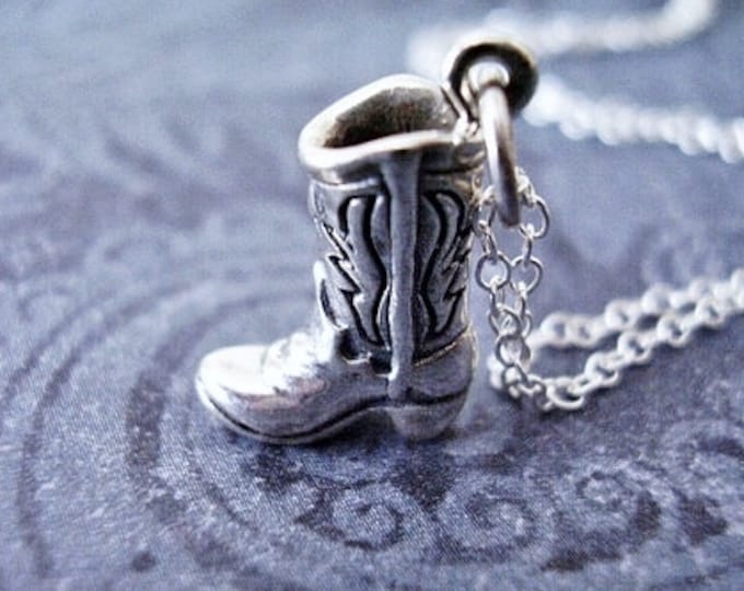 Silver Cowboy Boot Necklace Sterling Silver Cowboy Boot - Etsy