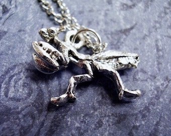 Tiny Praying Mantis Necklace Tiny Sterling Silver Praying Mantis Charm ...