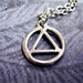 Tiny Silver Recovery Unity Symbol Necklace - Antique Pewter Recovery ...