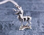Silver Stag Necklace Sterling Silver Stag Charm on a | Etsy
