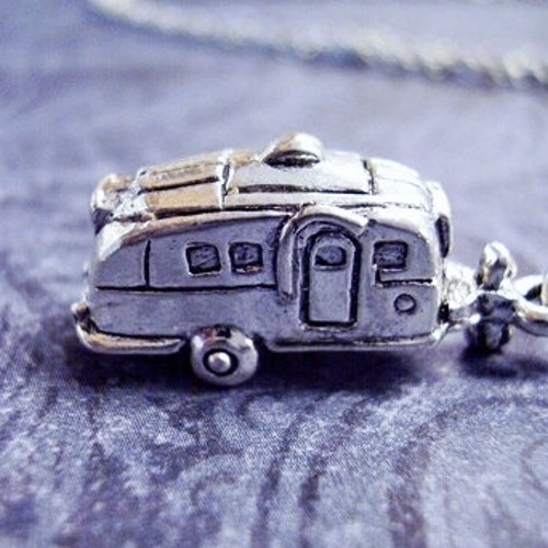 Silver RV Camper Necklace Silver Pewter RV Camper Charm on a - Etsy