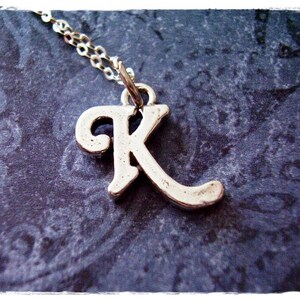 Silver Cursive K Initial Necklace Sterling Silver Cursive Initial K ...