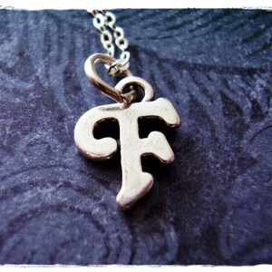 Silver Cursive F Initial Necklace - Sterling Silver Cursive Initial F ...