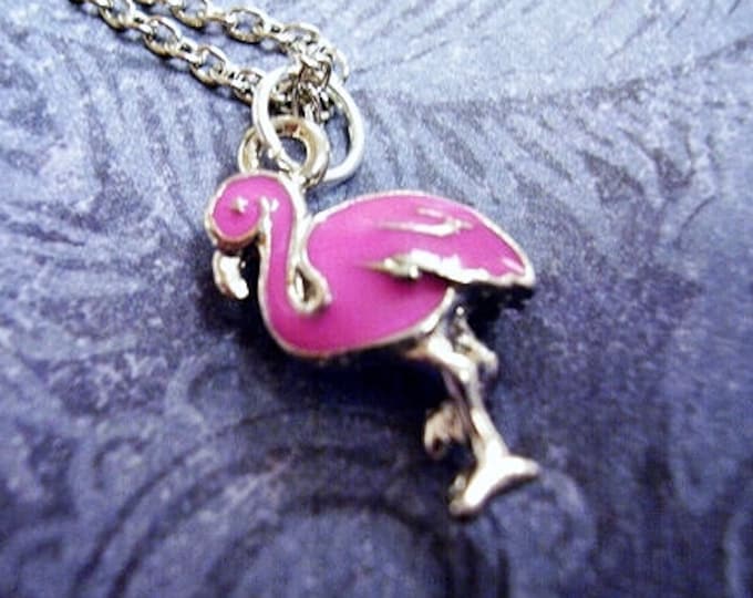 Pink Flamingo Necklace Pink Enameled Antique Pewter Flamingo | Etsy