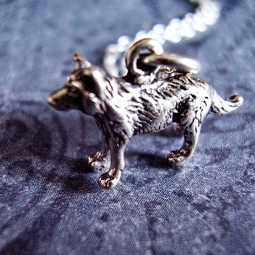 Tiny Silver Wolf Necklace Sterling Silver Wolf Charm on a - Etsy