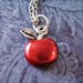 Red Apple Necklace - Red Enameled Antique Pewter Red Apple Charm on a ...