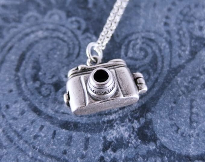 Movable Camera Necklace Sterling Silver Camera Charm on a Delicate ...