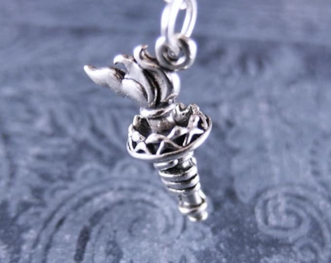 Silver Liberty Torch Necklace - Sterling Silver Liberty Torch Charm on ...