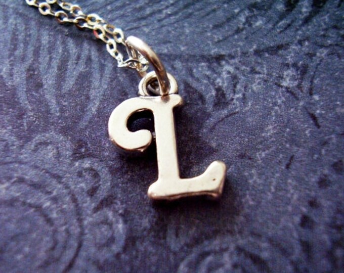 Silver Cursive L Initial Necklace - Sterling Silver Cursive Initial L ...
