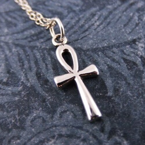 Tiny Silver Ankh Necklace Sterling Silver Ankh Charm on a - Etsy