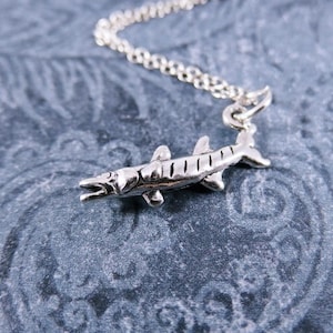 Silver Barracuda Necklace - Sterling Silver Barracuda Charm on a ...