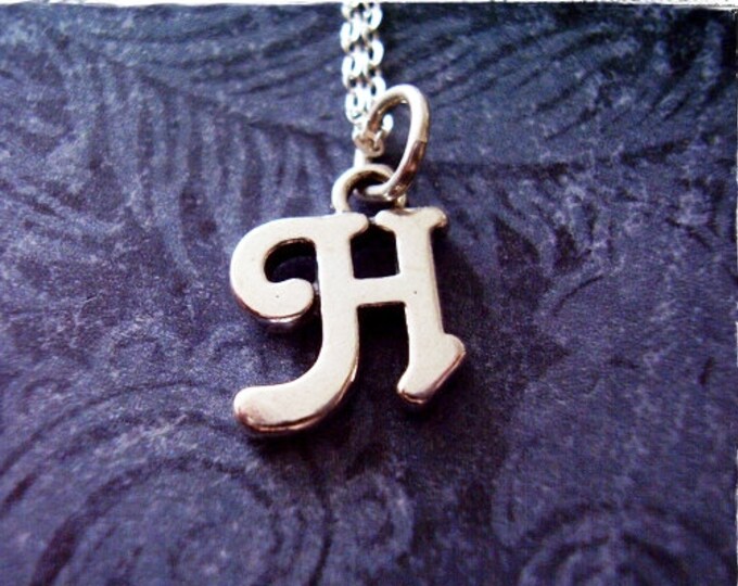 Silver Cursive H Initial Necklace Sterling Silver Cursive - Etsy