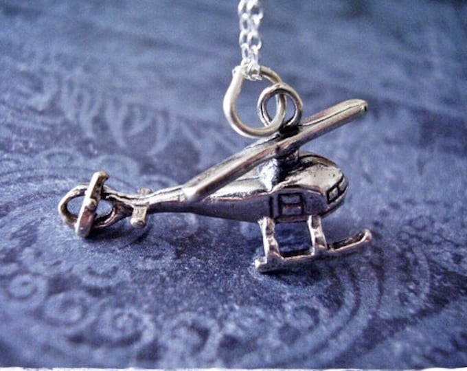 Silver Helicopter Necklace - Sterling Silver Helicopter Charm on a ...