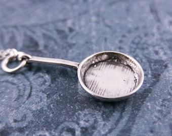 Silver Frying Pan Necklace - Sterling Silver Frying Pan Charm on a ...