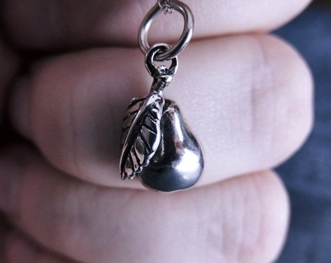 Silver Pear Necklace Sterling Silver Pear Charm on a Delicate Sterling ...