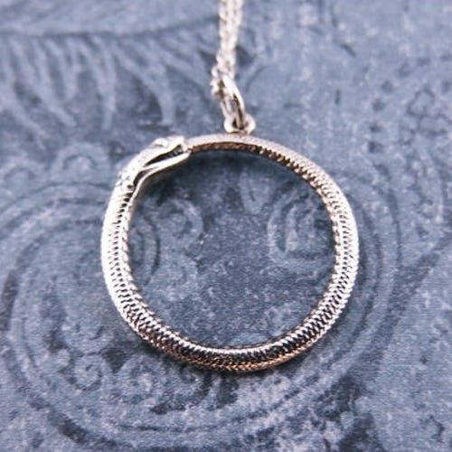 Silver Ouroboros Necklace Sterling Silver Ouroboros Charm on | Etsy