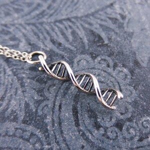 Silver DNA Double Helix Necklace - Sterling Silver DNA Charm on a ...