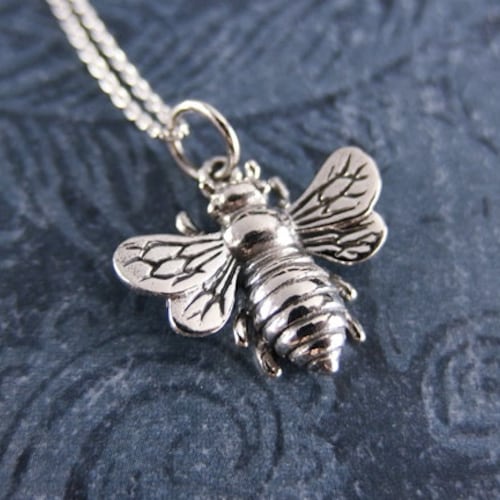 Silver Bumble Bee Necklace Sterling Silver Bumble Bee Charm - Etsy