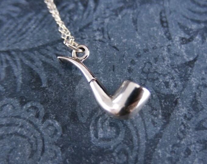 Silver Pipe Necklace - Sterling Silver Pipe Charm on a Delicate ...