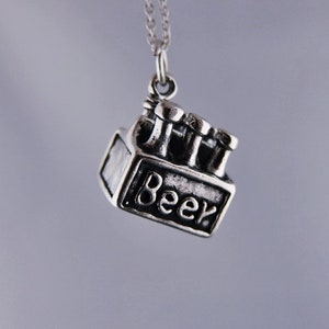 Silver Pack of Beer Necklace - Sterling Silver Six Pack of Beer Charm ...