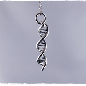 Silver DNA Double Helix Necklace - Sterling Silver DNA Charm on a ...