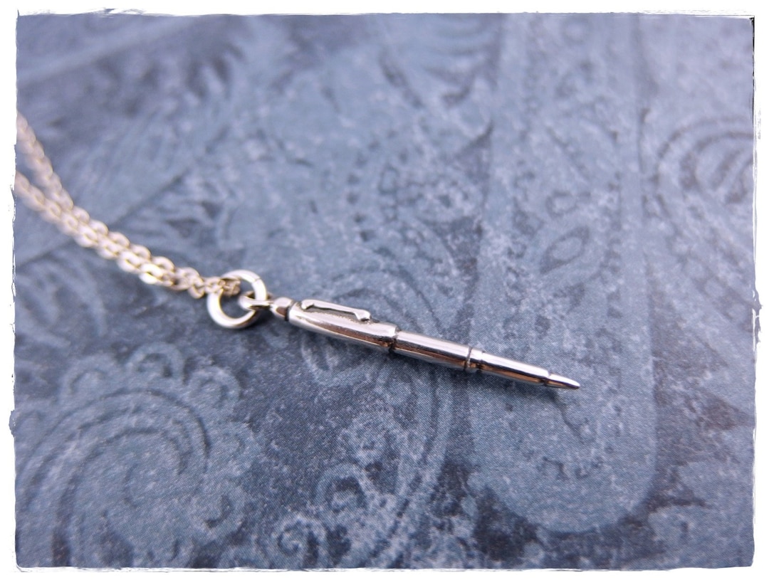 Silver Fountain Pen Necklace - Sterling Silver Fountain Pen Charm on a ...