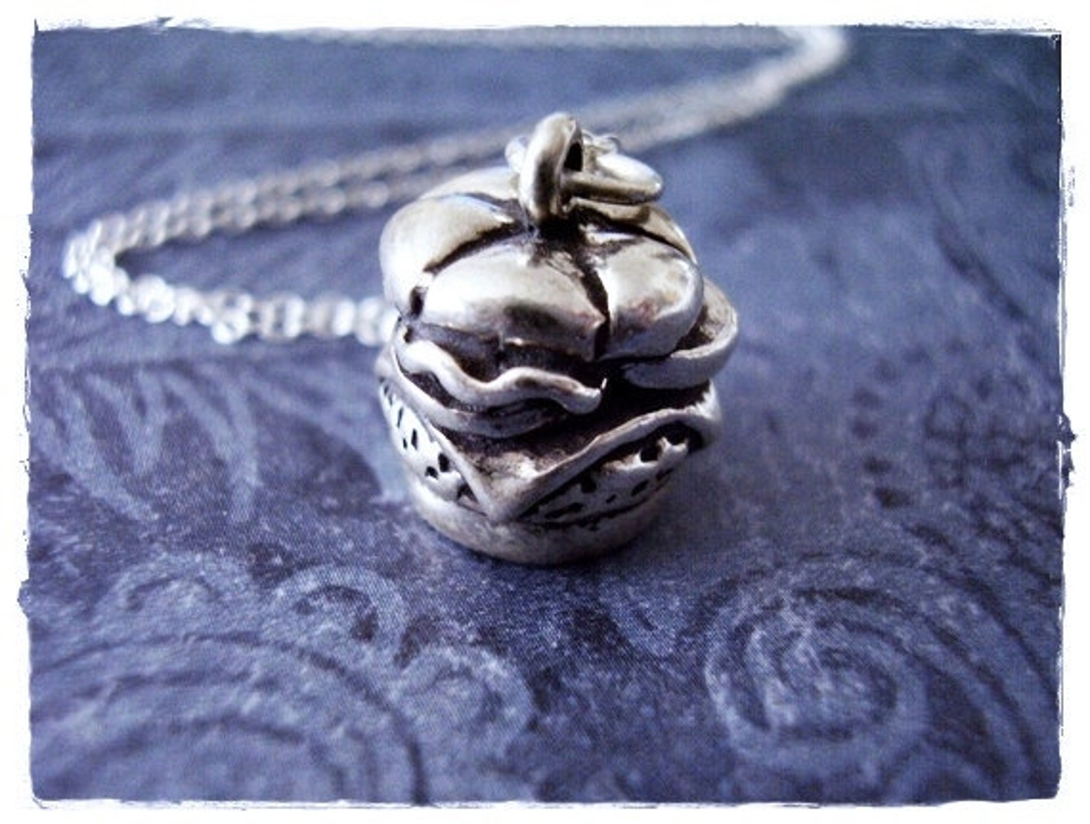 Silver Burger Necklace Sterling Silver Burger Charm on a - Etsy
