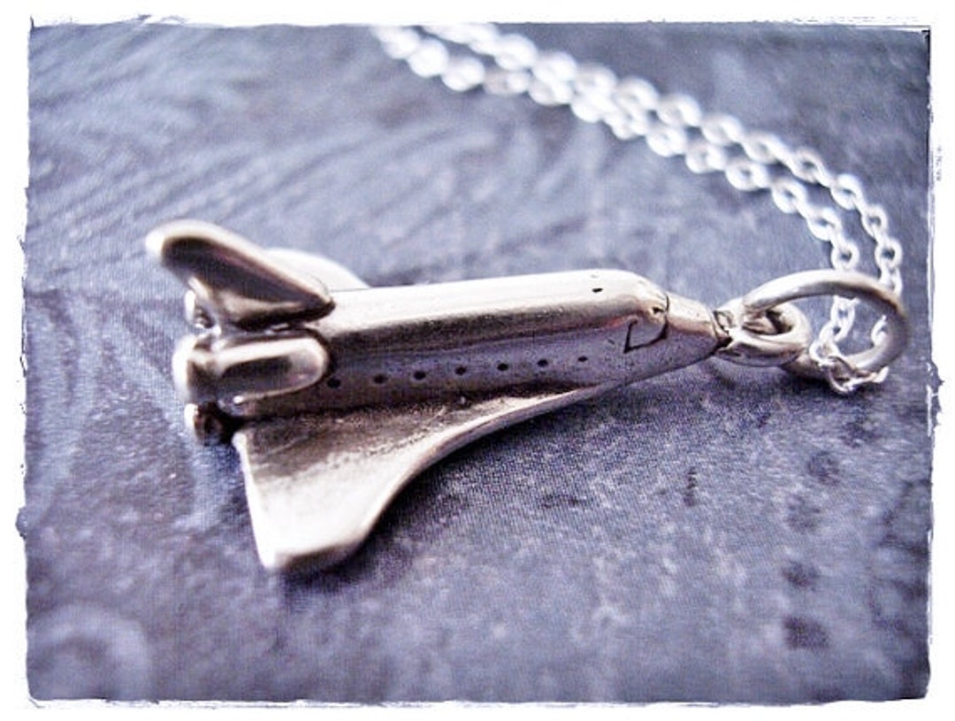 Silver Space Shuttle Necklace - Sterling Silver Space Shuttle Charm on ...