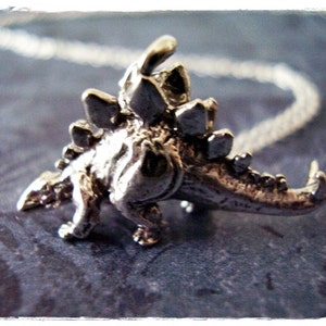 Silver Stegosaurus Necklace - Sterling Silver Stegosaurus Charm on a ...