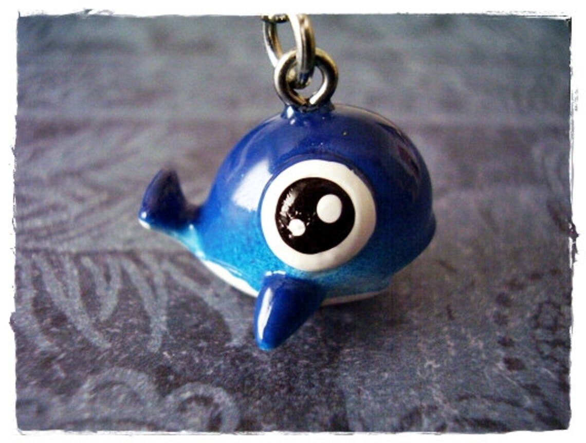 Blue Whale Necklace Blue Enameled Resin Whale Charm on a - Etsy