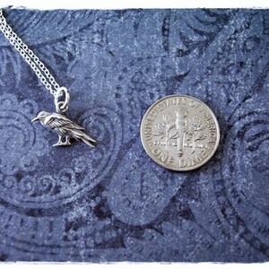 Tiny Silver Raven Necklace - Sterling Silver Raven Charm on a Delicate ...