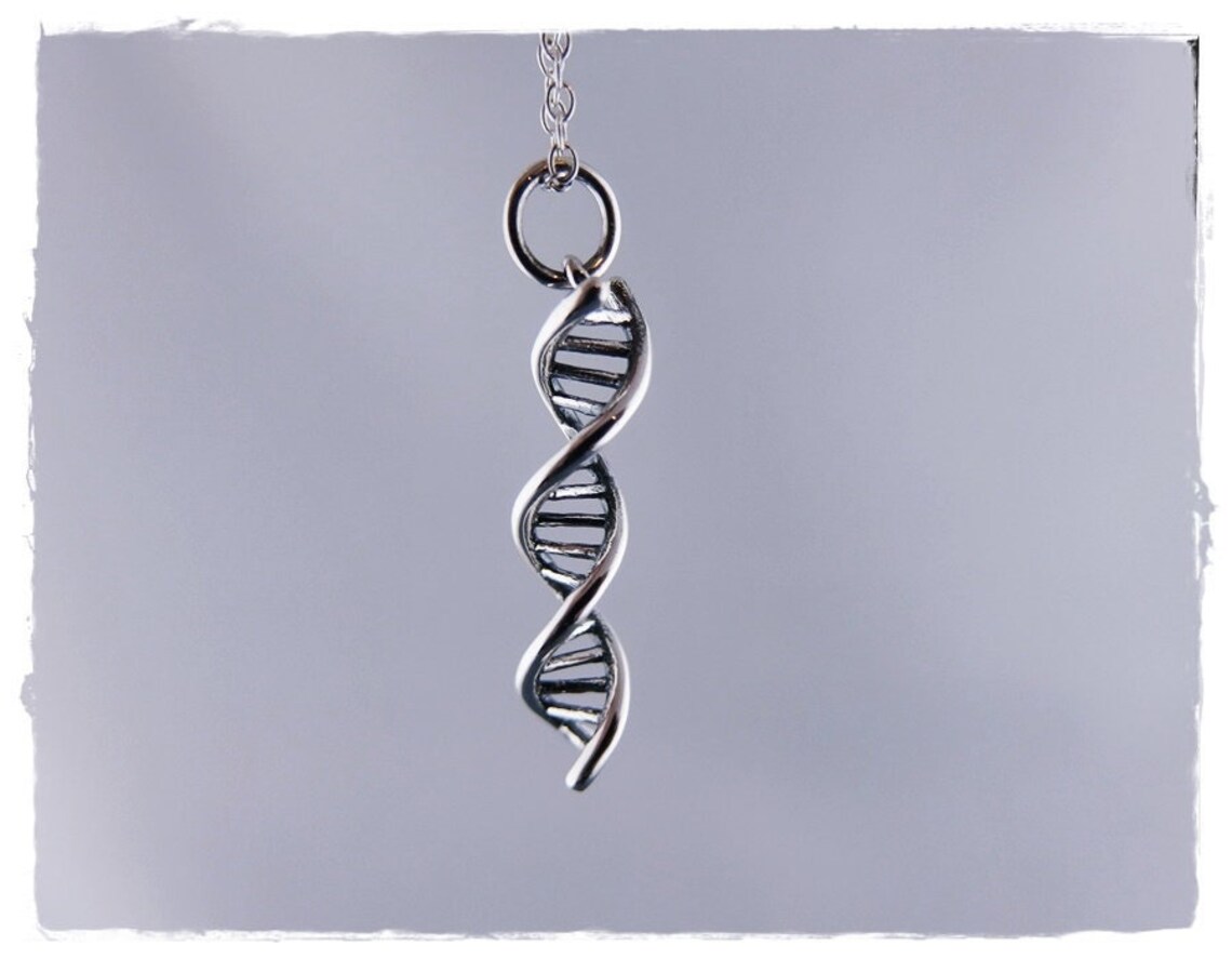 Silver DNA Double Helix Necklace Sterling Silver DNA Charm - Etsy