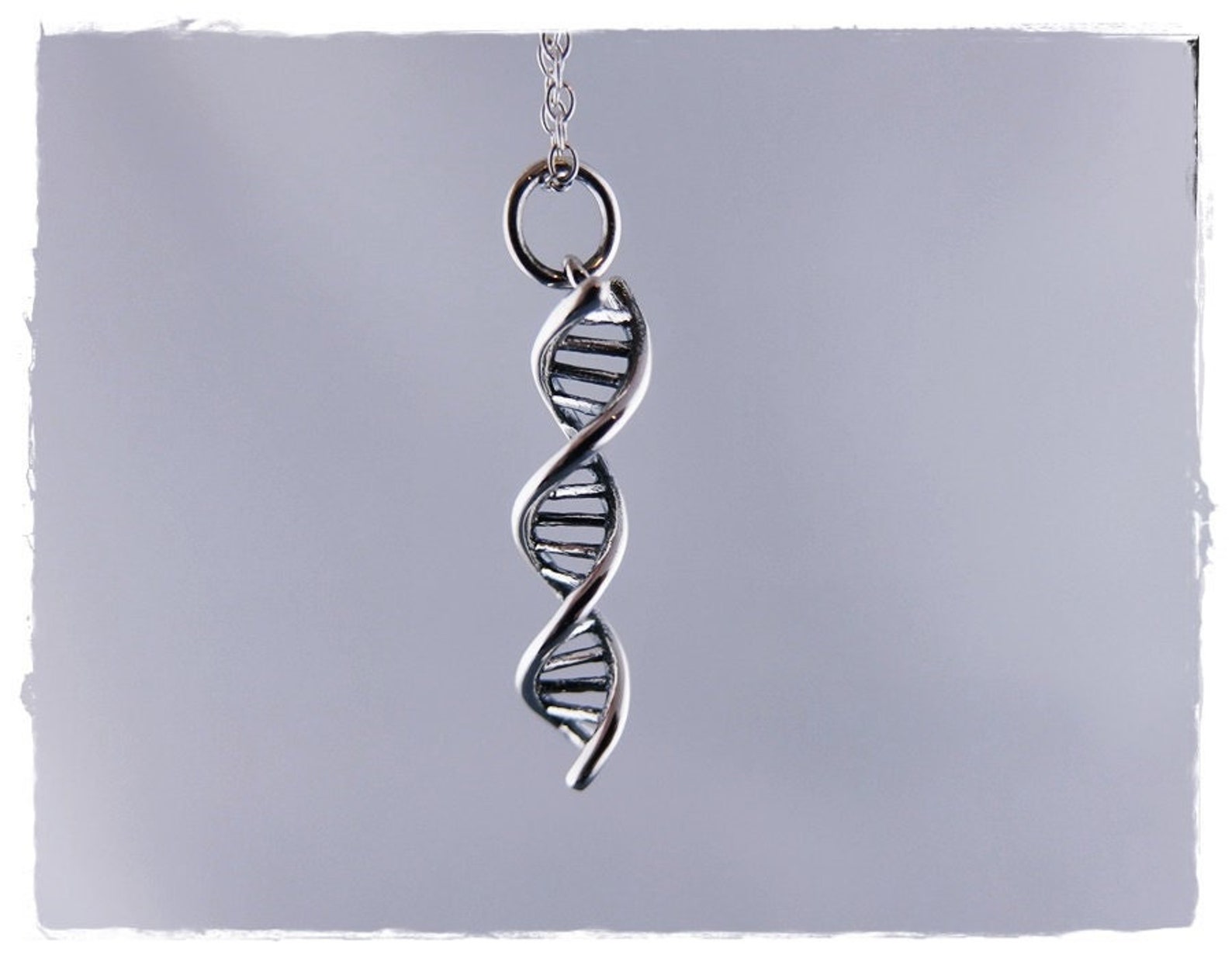 Silver DNA Double Helix Necklace Sterling Silver DNA Charm - Etsy