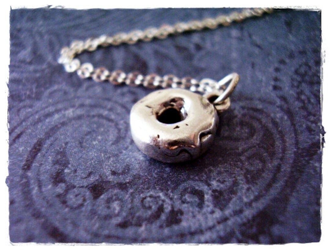 Silver Donut Necklace - Sterling Silver Donut Charm on a Delicate ...