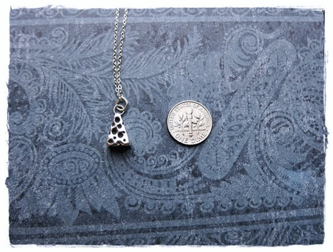 Silver Swiss Cheese Wedge Necklace Sterling Silver Cheese | Etsy