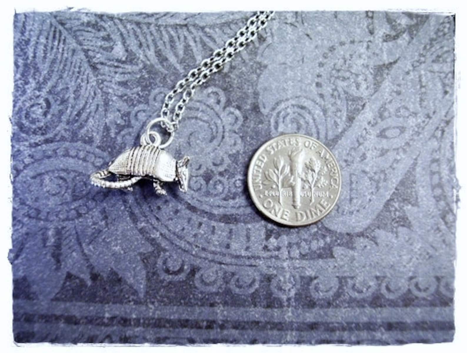 Silver Armadillo Necklace Silver Pewter Armadillo Charm on a | Etsy