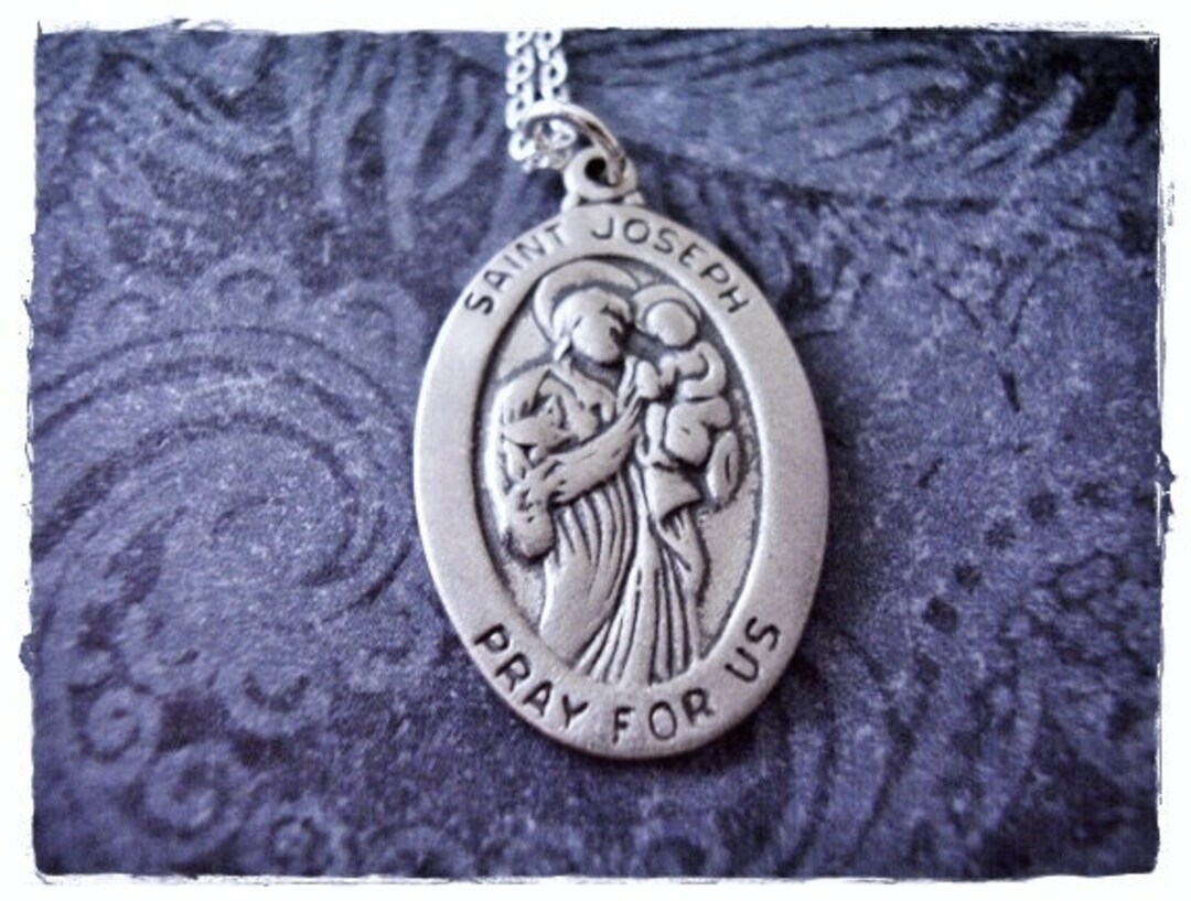 Silver St Joseph Necklace - Sterling Silver St Joseph Charm on a ...