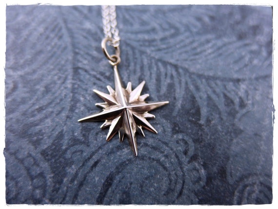 Silver 16 Point North Star Necklace Sterling Silver North - Etsy