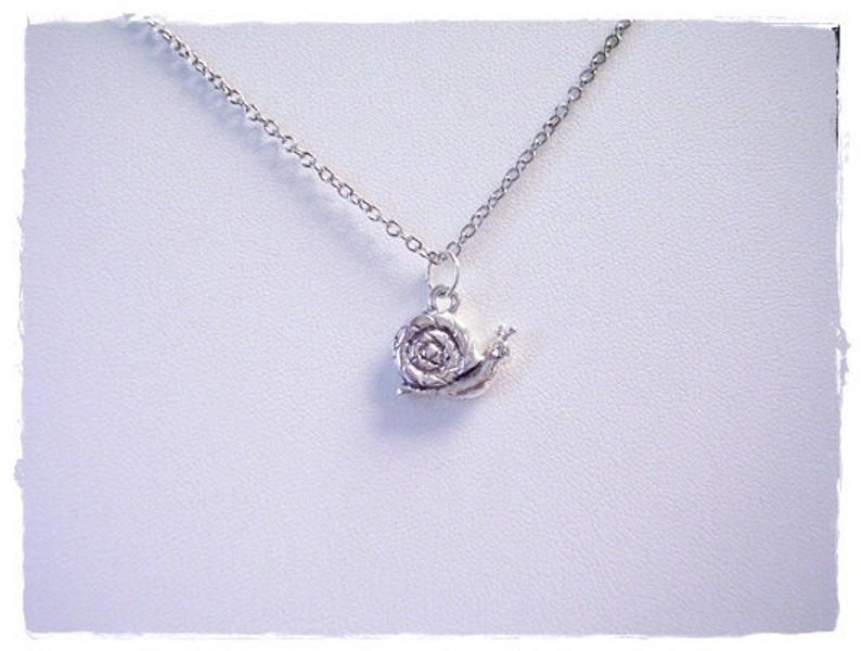 Silver Snail Necklace Silver Pewter Snail Charm on a - Etsy