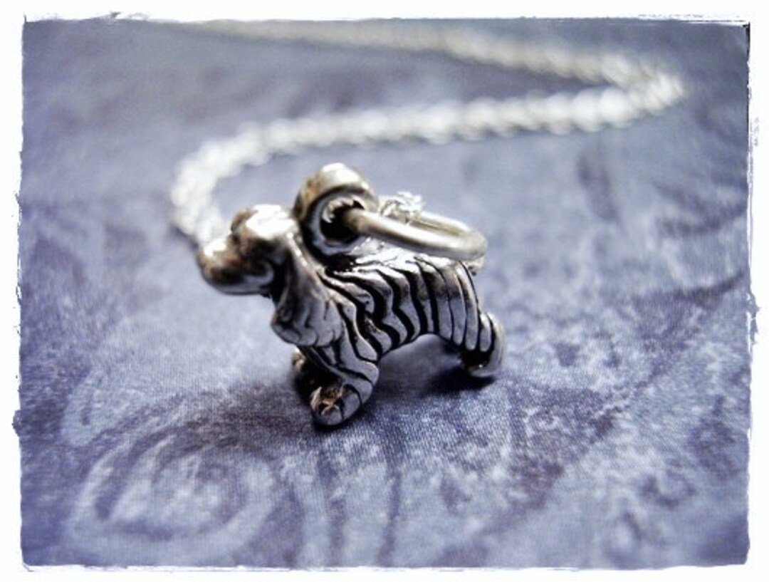 Tiny Cocker Spaniel Necklace - Sterling Silver Cocker Spaniel Charm on ...