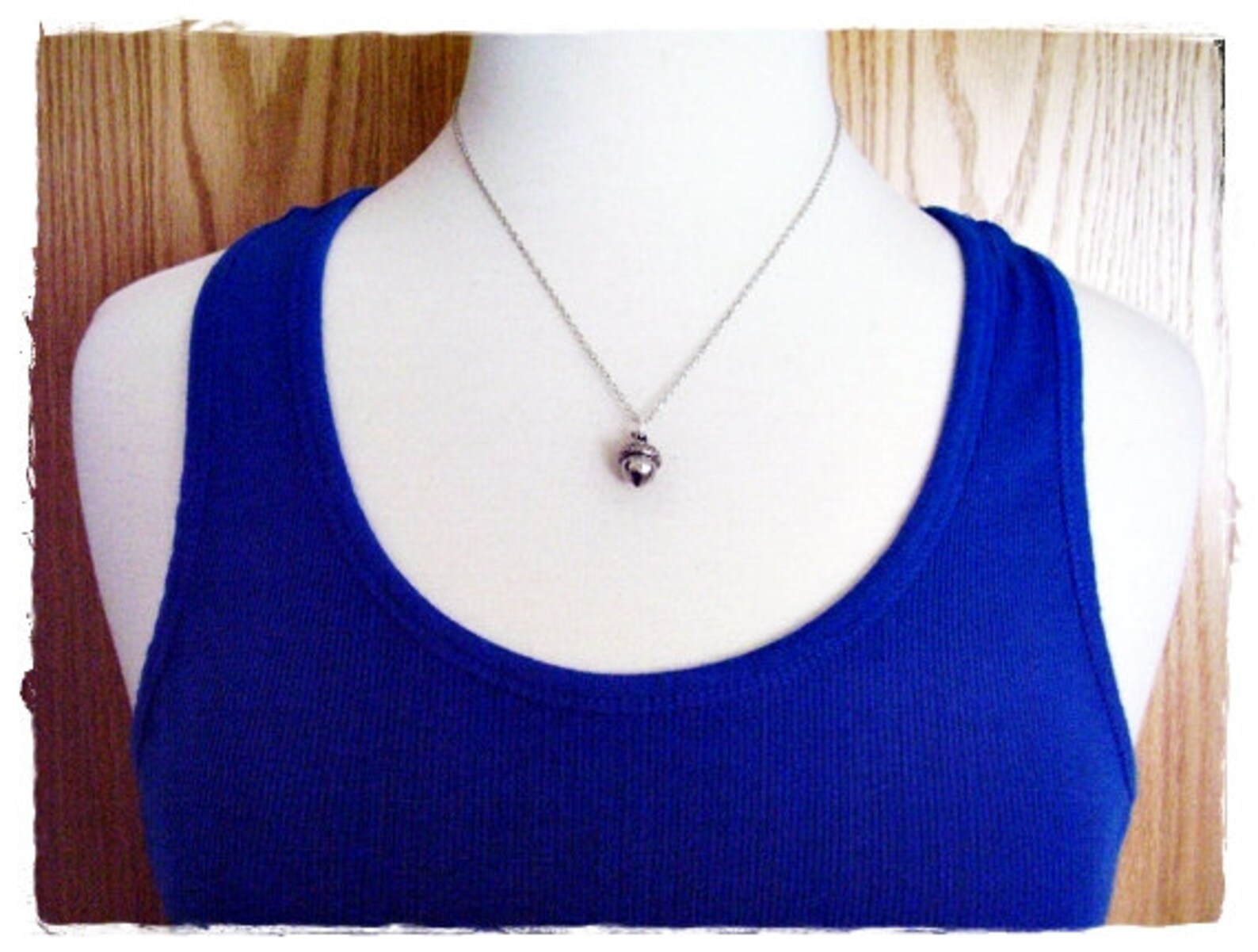 Silver Acorn Necklace Antique Pewter Acorn Charm on a - Etsy